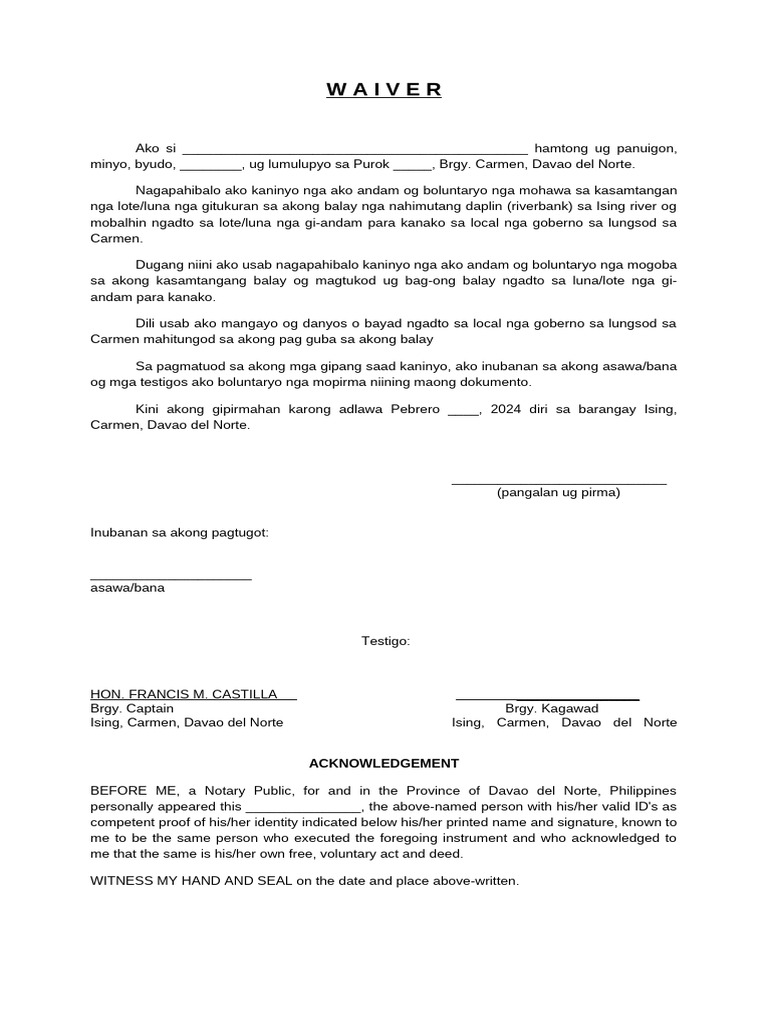 WAIVER - Template | PDF