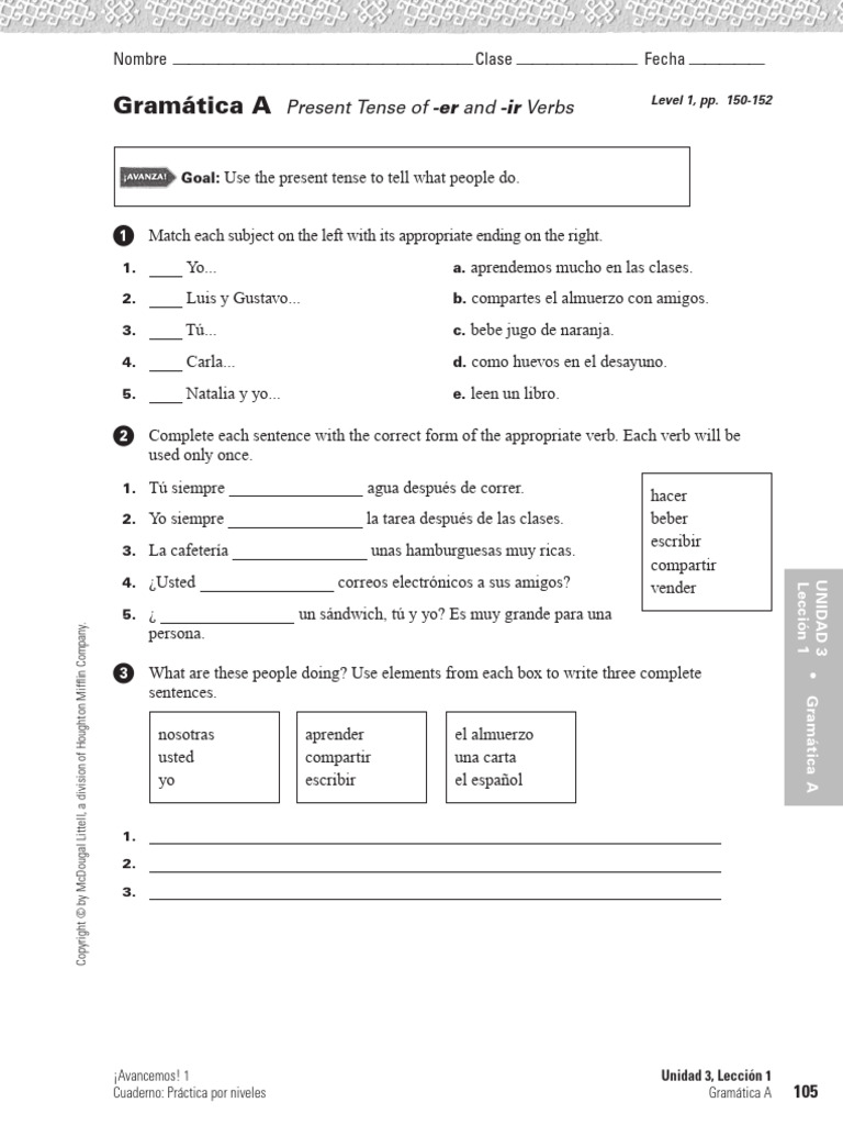 -er -ir verbs food | PDF | Cocina