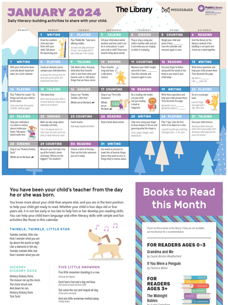 PLA Early Literacy Calendar 2024 | PDF | Beehive