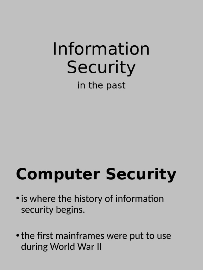 History of Information Security Overview | PDF