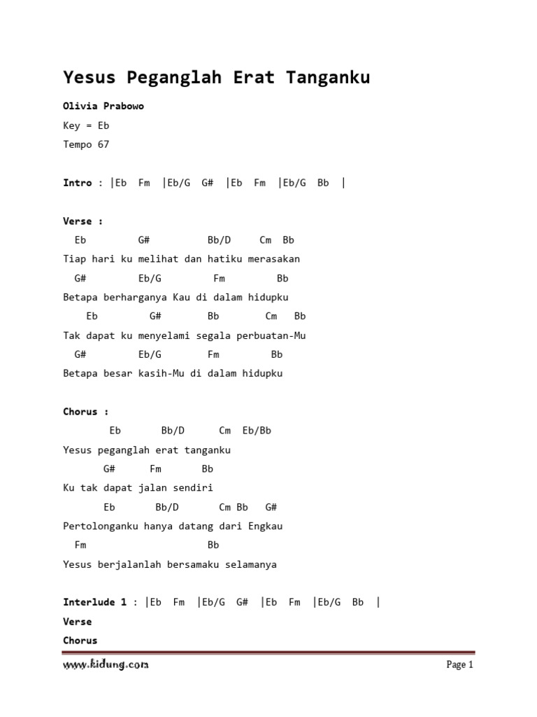 Lirik Lagu Yesus Peganglah Erat Tanganku | PDF