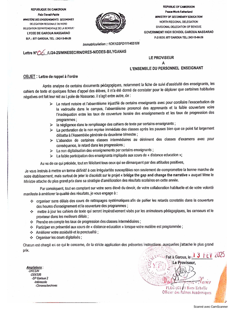 Lettre de Rappel À L'ordre. | PDF
