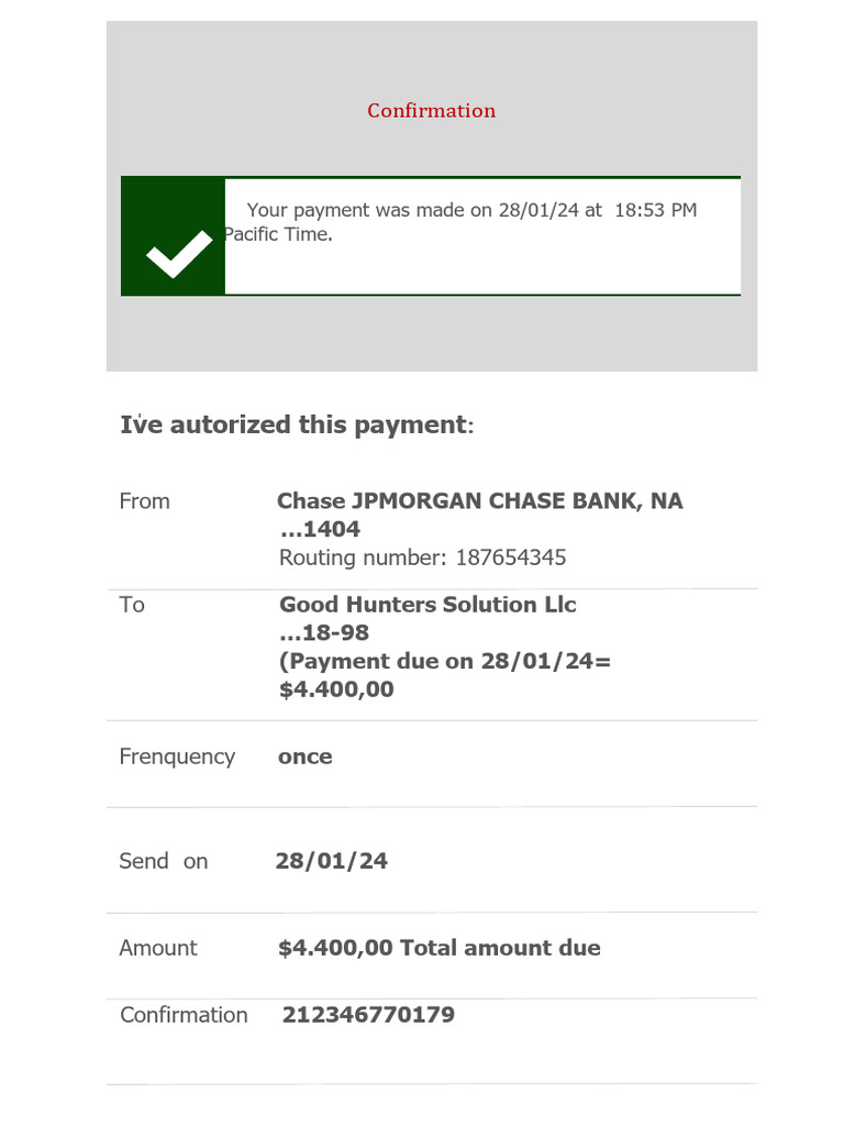 I Ve Autorized This Payment: Confirmation | PDF