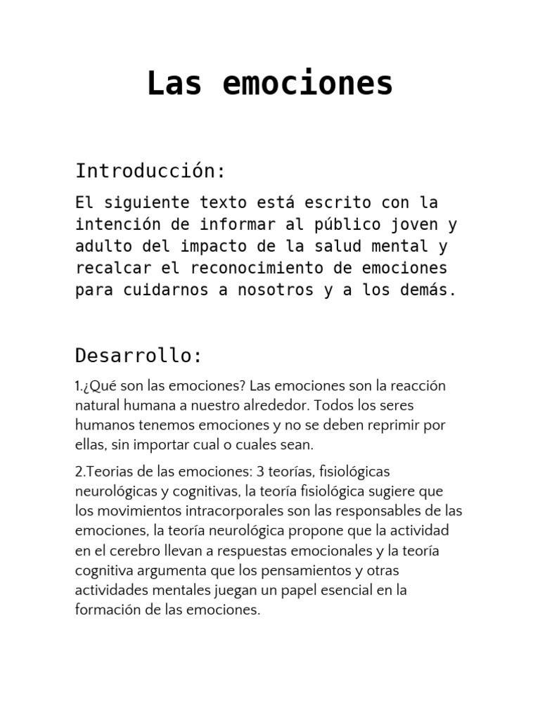 Impacto de las emociones en la salud mental | PDF | Las emociones | Mente