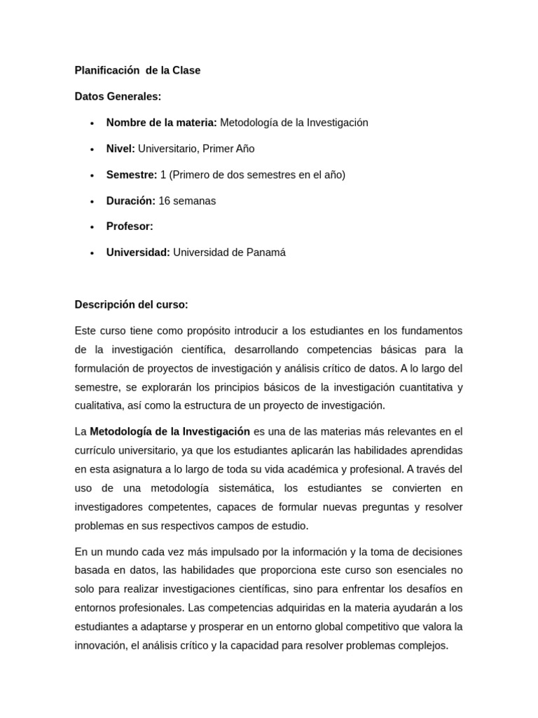 Planificación de La Clase | PDF | Investigación cuantitativa | Análisis de los datos