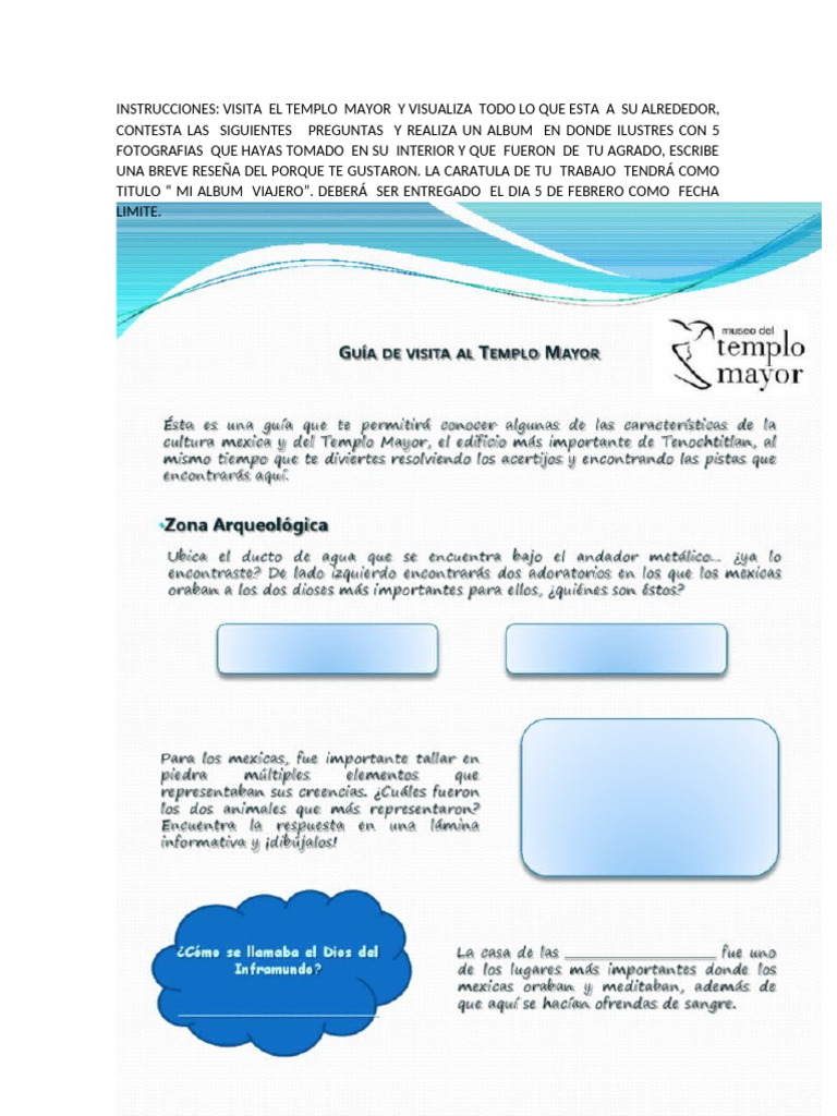 Visita Al Templo Mayor | PDF