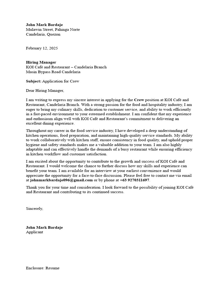 JMB Application Letter | PDF