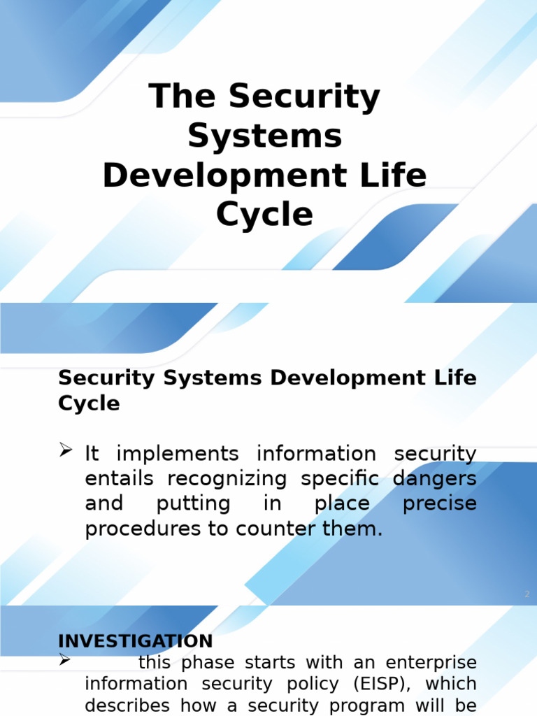 The Security Systems Development Life Cycle | PDF | Information Security | Business