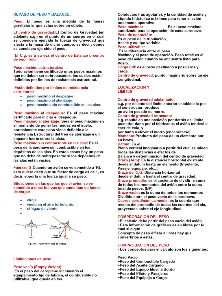Peso y Balance en Aeronaves: Guía Completa | PDF | Avión | Peso