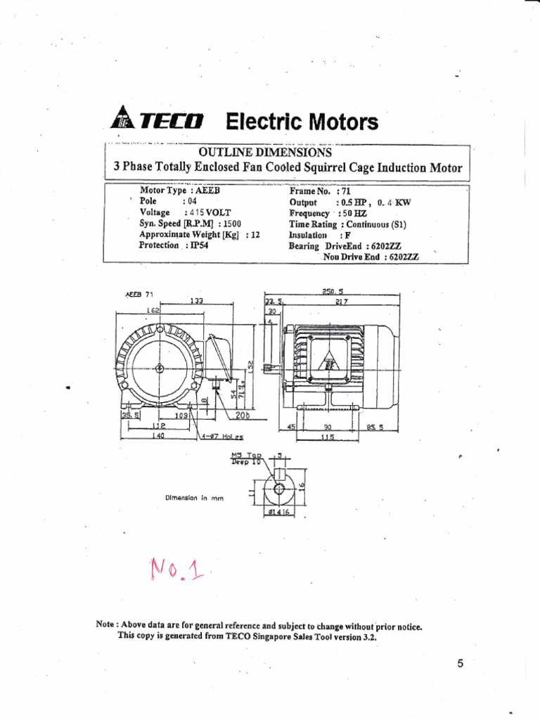 No 1 (TECO Electric MOTOR) | PDF