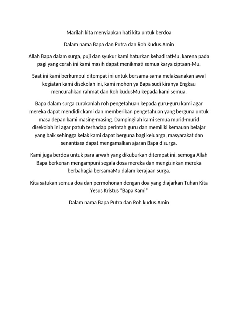 Doa Upacara Bendera Hari Senin | PDF