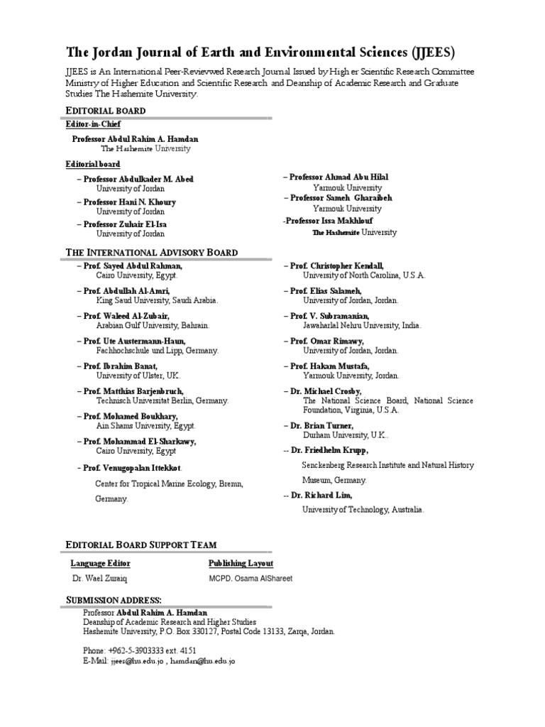 Jordan Journal of Earth & Environmental Sciences | PDF | Academic ...