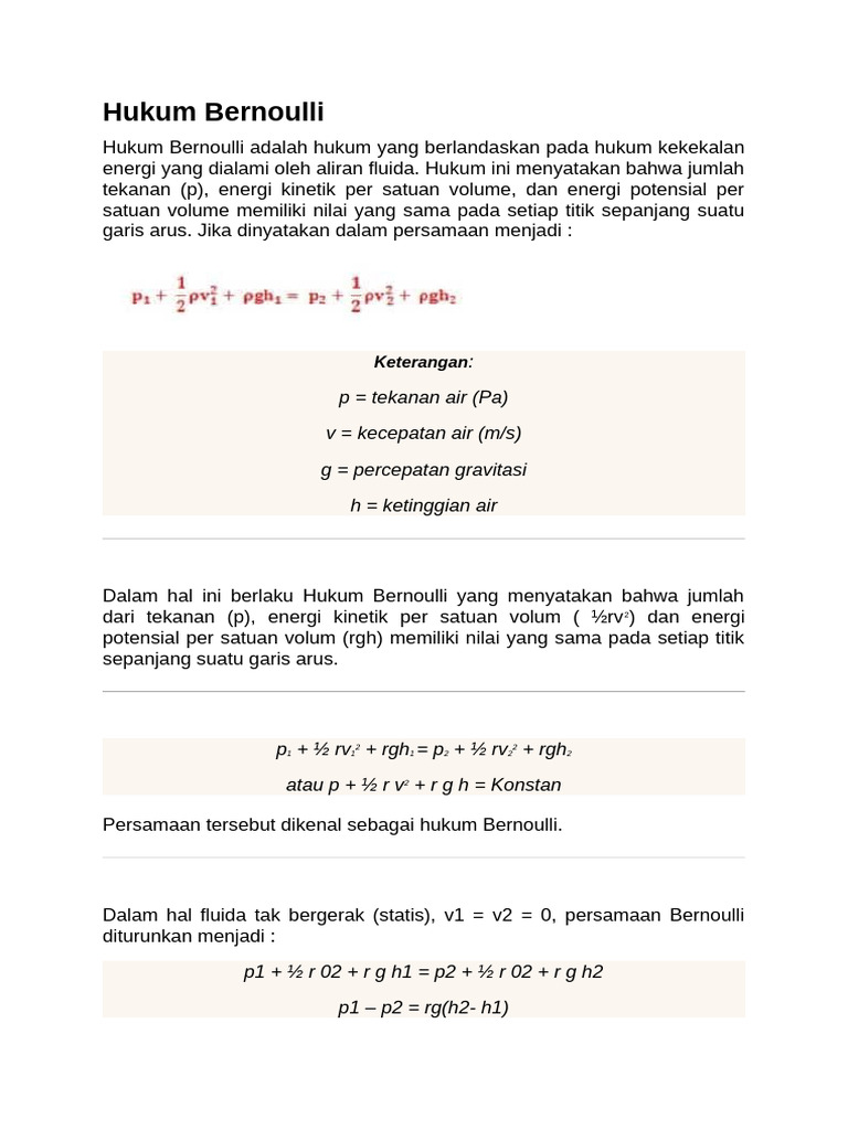 Hukum Bernoulli | PDF