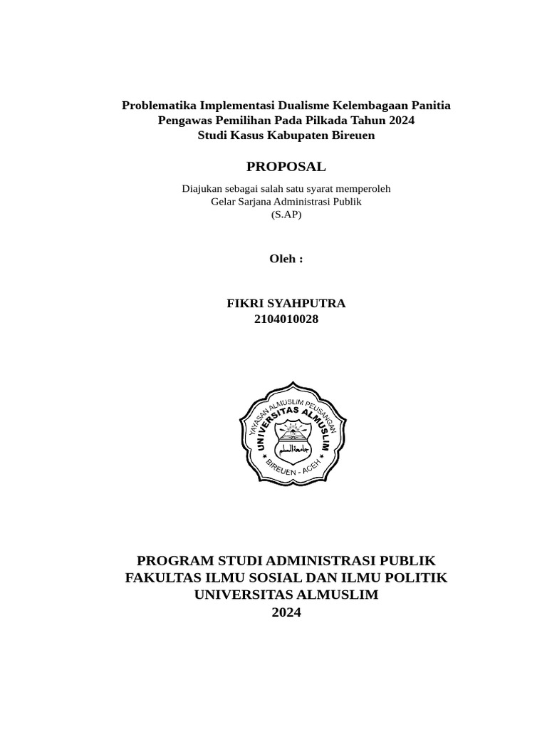 Sampul Dan Pengesahan Proposal Fikri | PDF