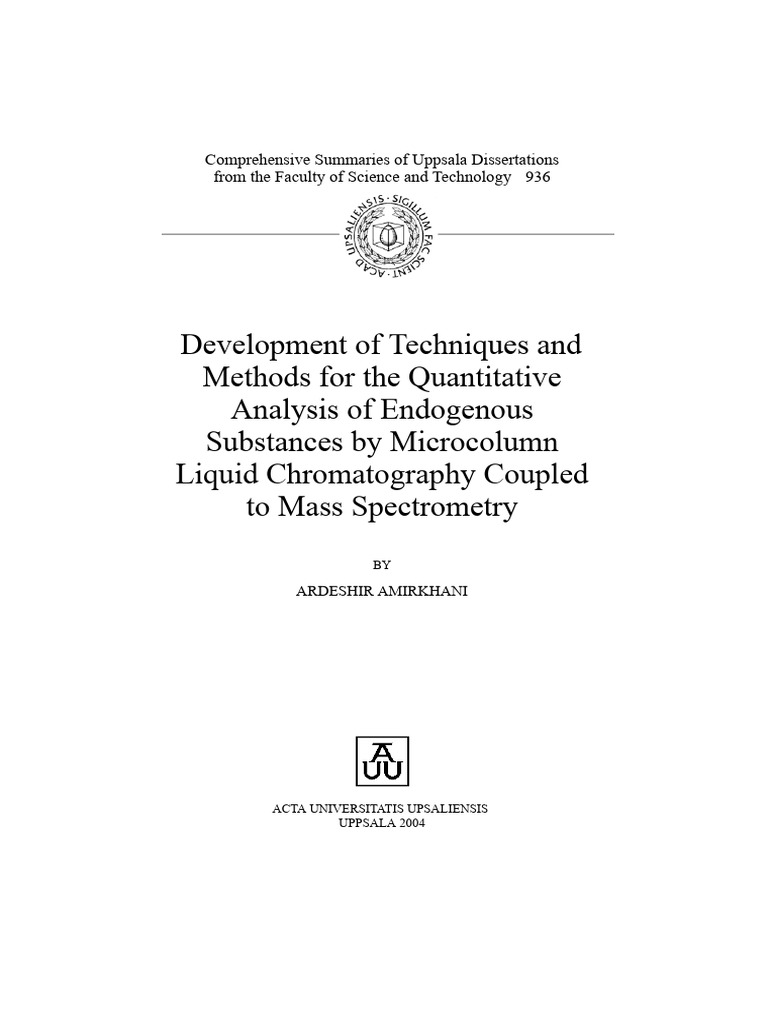 Quantitative Analysis of Endogenous Substances by MLC MS (A Amirkhani ...