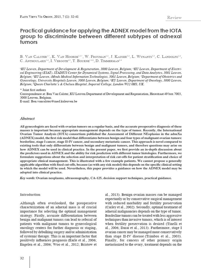 IOTA ADNEX Hướng dẫn sử dụng | PDF | Ovarian Cancer | Cancer