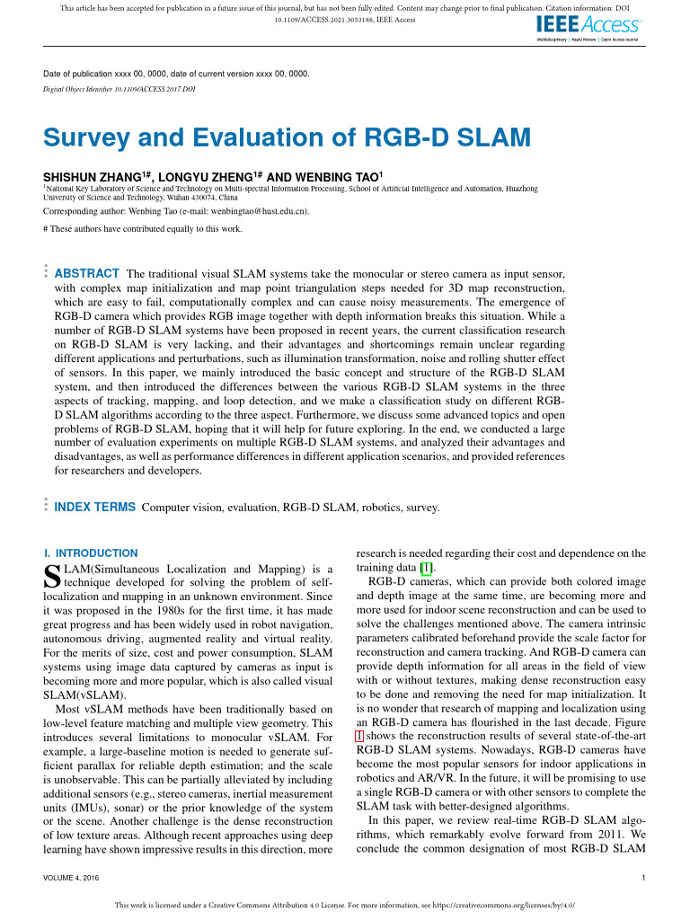 Survey and Evaluation of RGB-D SLAM | PDF | Applied Mathematics