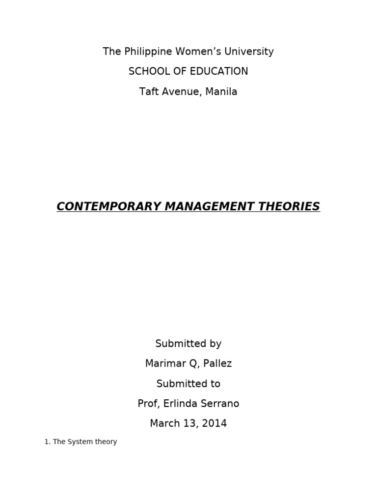 TASK2 Contemporary Management Theories | PDF | Behavioural Sciences | Social Psychology