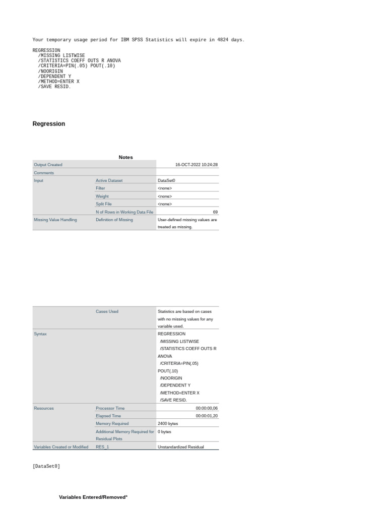 SPSS Bab 4 Terbaru N 60 | PDF | Errors And Residuals | Dependent And ...
