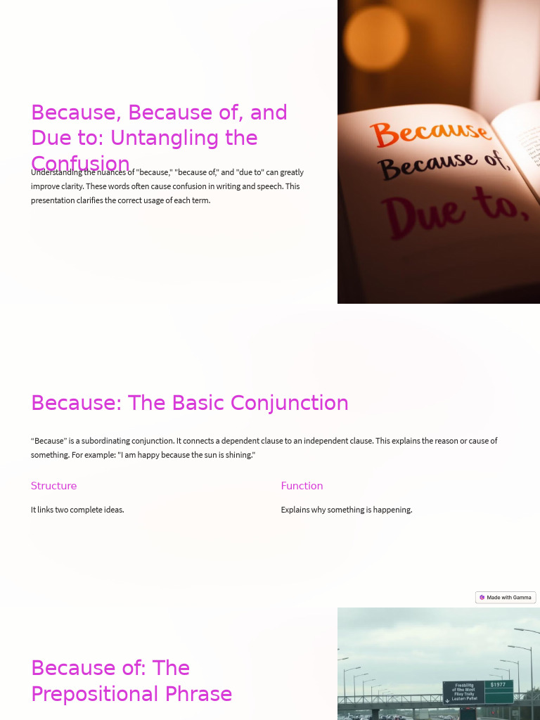 Because Because of and Due To Untangling The Confusion | PDF | Phrase ...