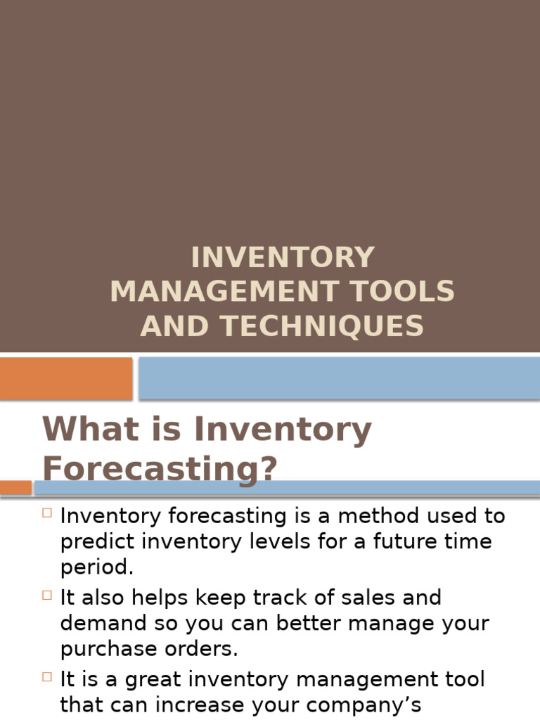 Inventory Management Tools and Techniques | PDF | Forecasting | Inventory