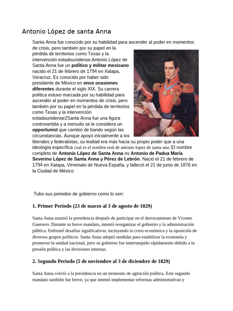Antonio López de Santa Anna | PDF | México | Dictadura