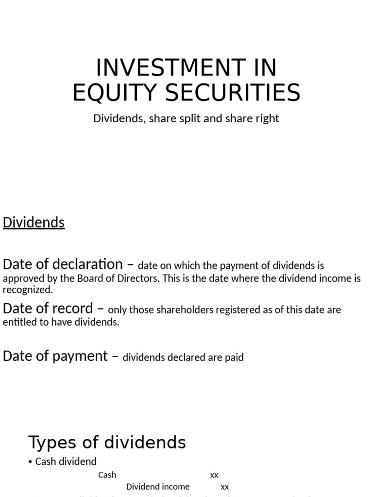 Understanding Equity Securities: Dividends & Rights | PDF | Dividend ...