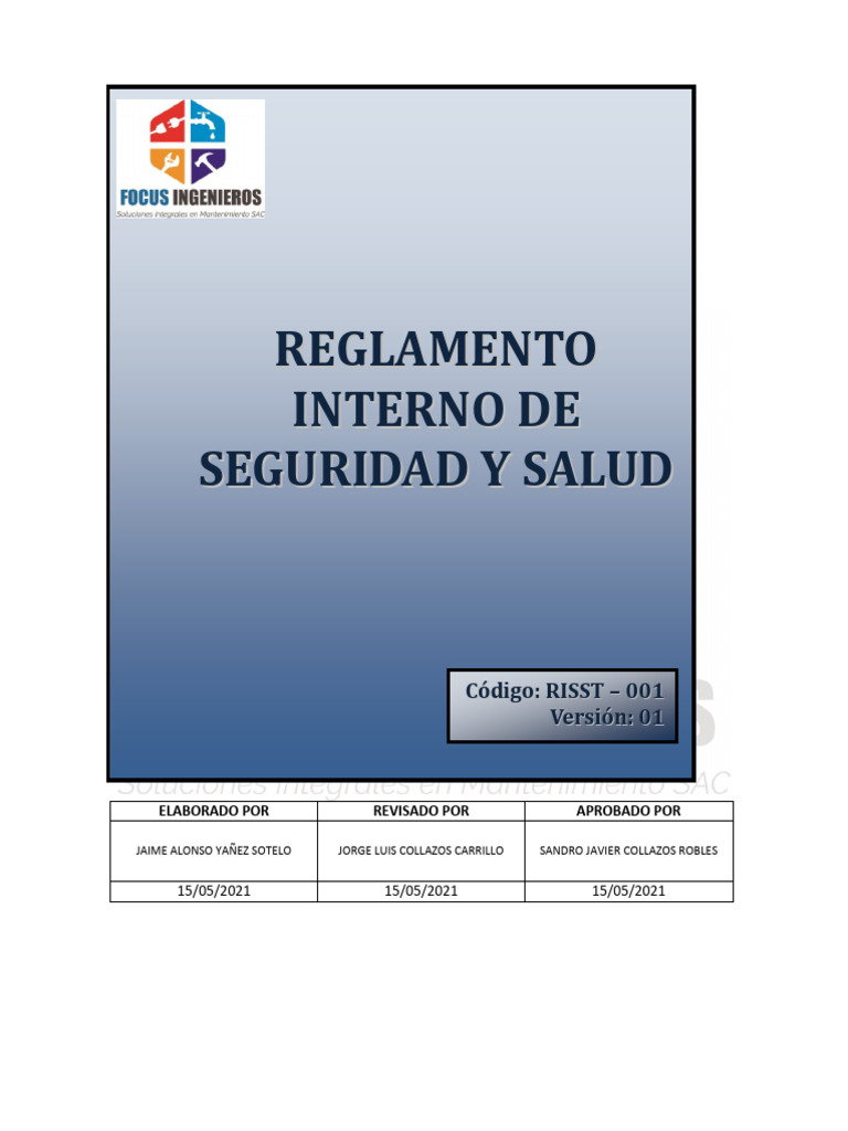 15 - Reglamento Interno de SST | PDF | Seguridad y salud ocupacional | Máquina elevadora