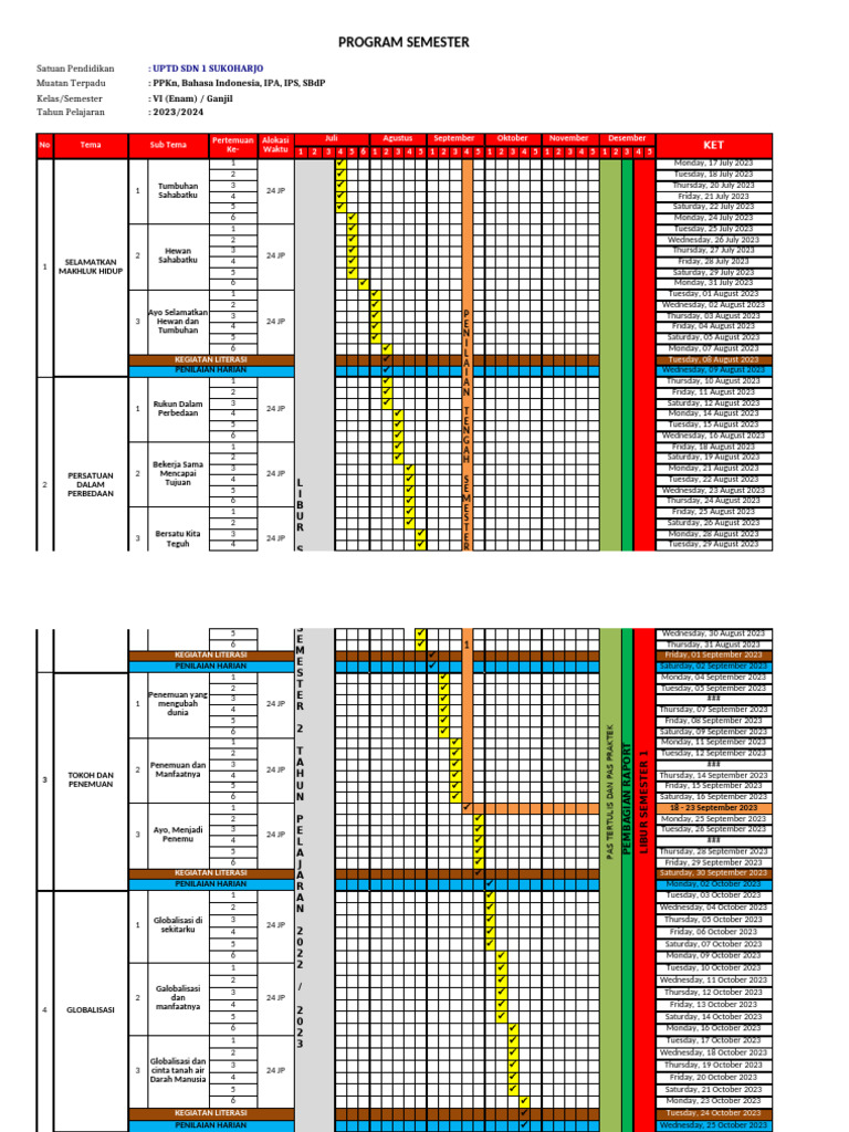 Prosem Kelas 6 2023 - Ganjil | PDF