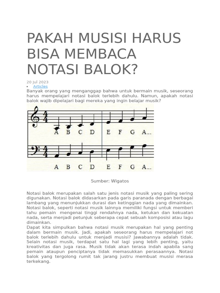 Pentingnya Notasi Balok dalam Musik | PDF