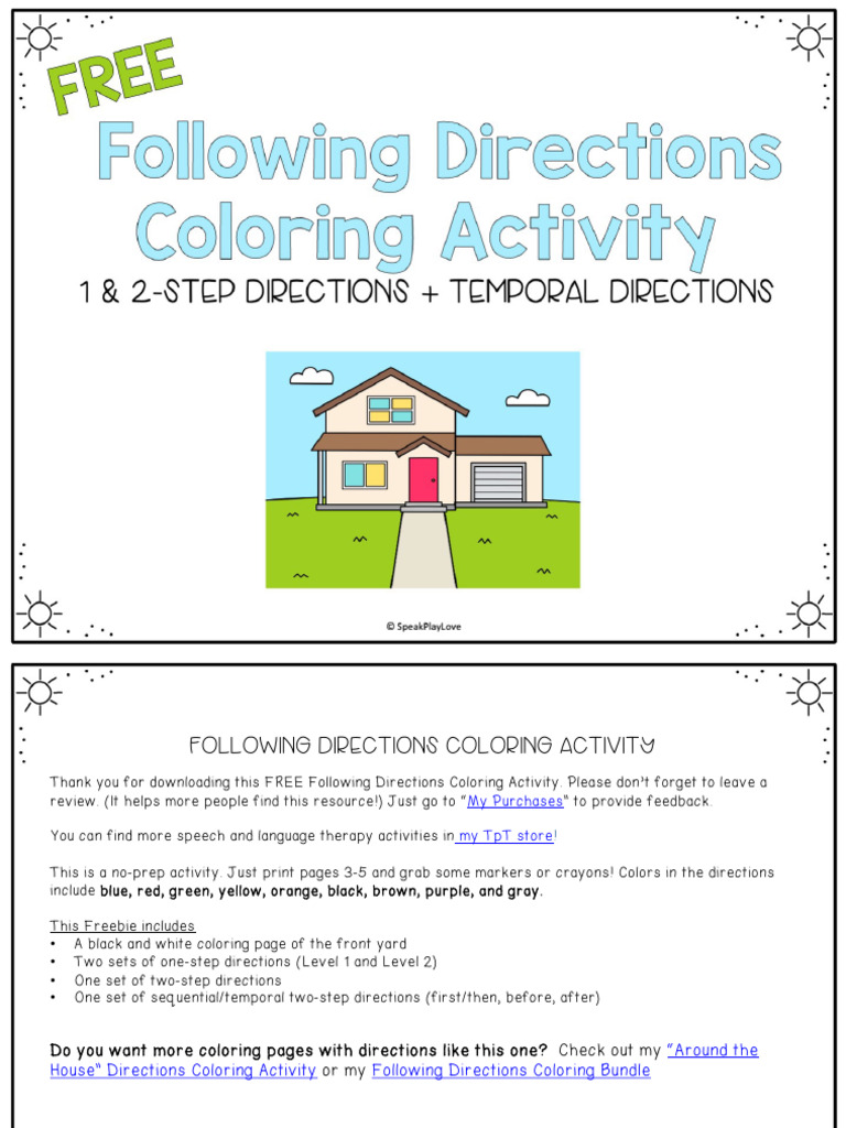 FreeFollowingDirectionsColoringSheets12StepDirectionsActivity 2 | PDF