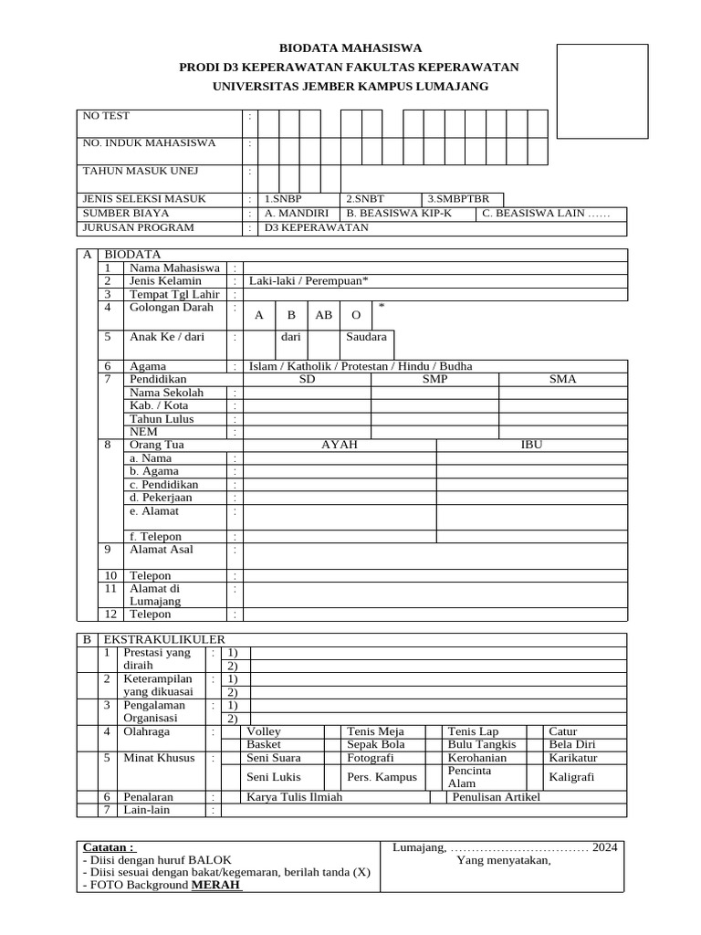 Form isian buku induk | PDF
