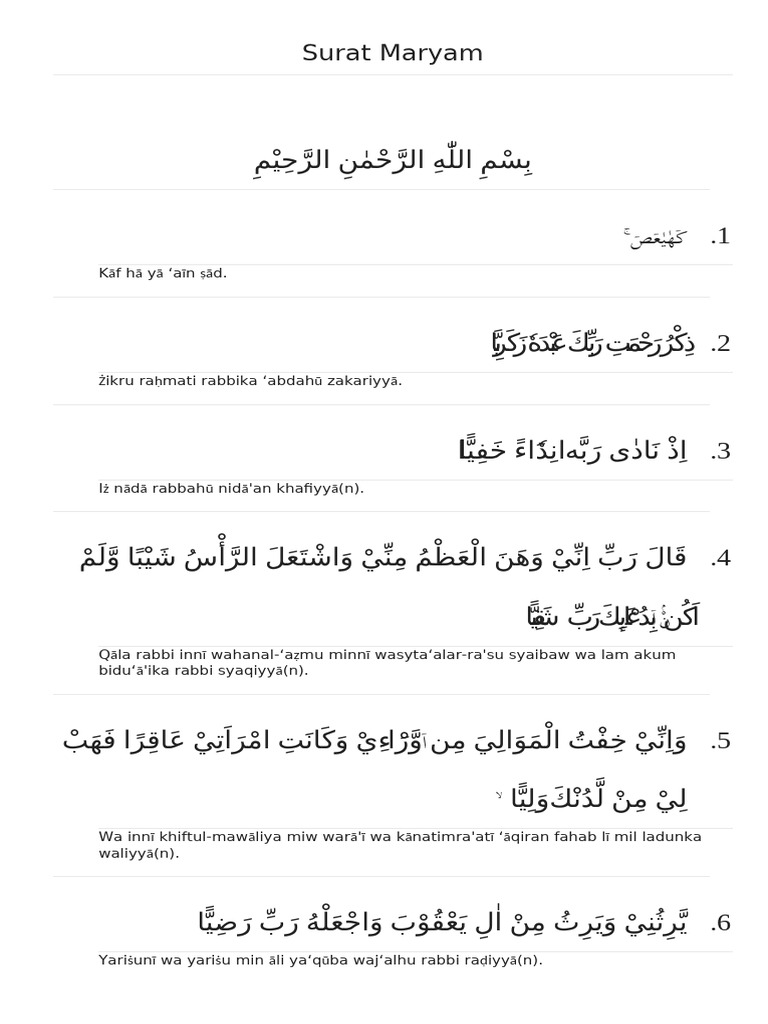 Surat Maryam | PDF | Islamic Belief And Doctrine | Quran