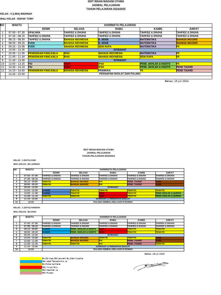 JADWAL MAPEL 2024-2025 FIX - Copy FIX BANGET | PDF