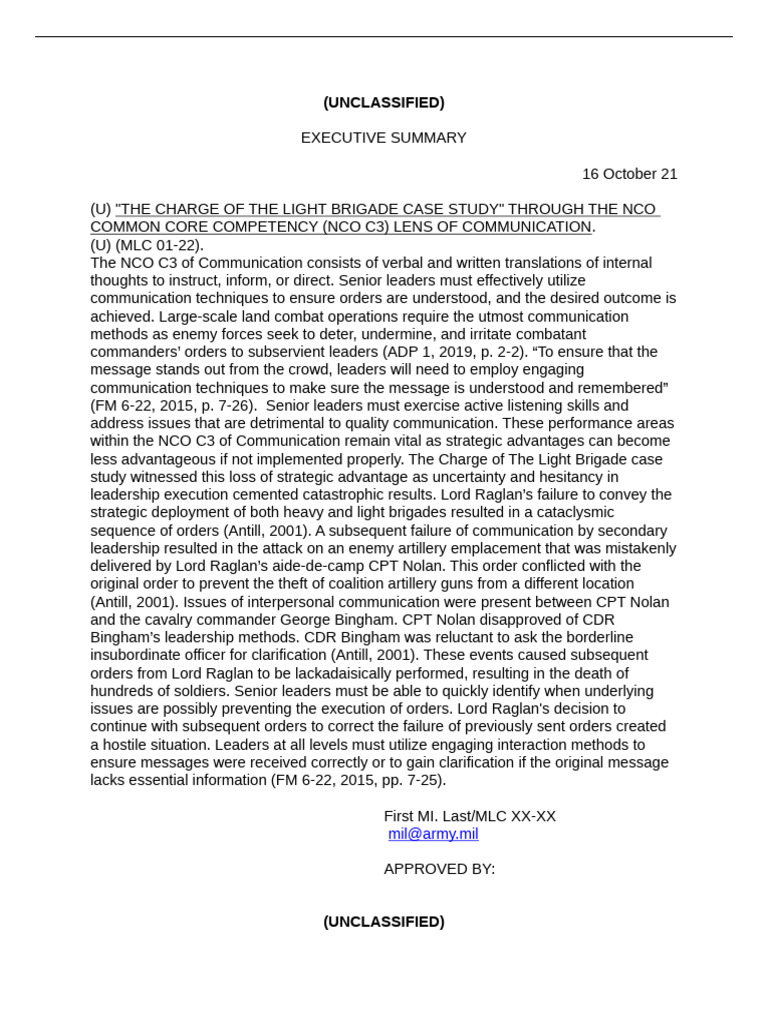 MLC DL Exsum Practice | PDF | Communication | Military