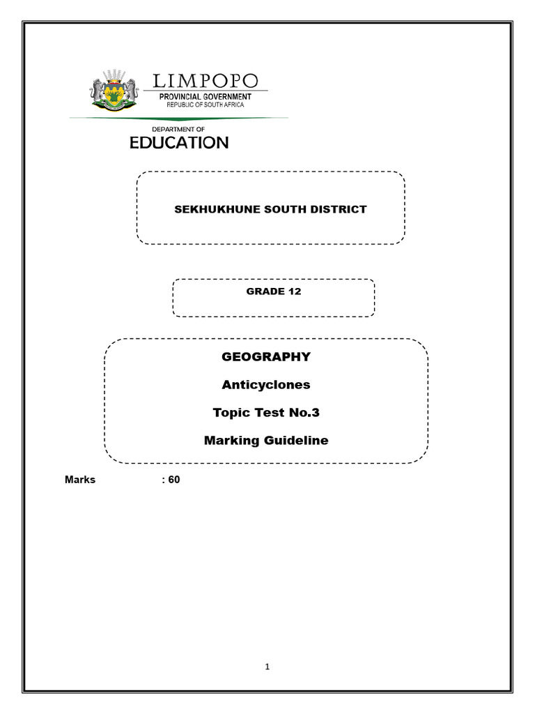 Geog GR 12 Anticyclones Marking guideline 2025 | PDF | Thunderstorm ...