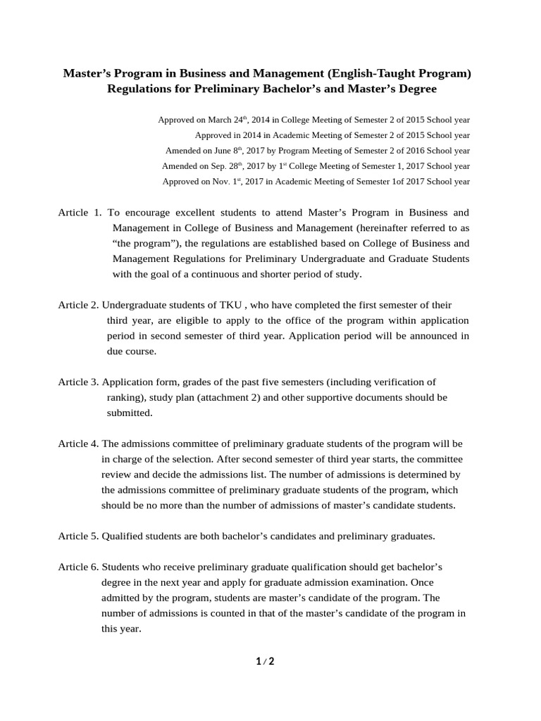 Master's Program in Business and Management (English-Taught Program ...