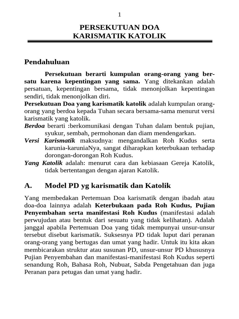 Struktur Persekutuan Doa Karismatik | PDF