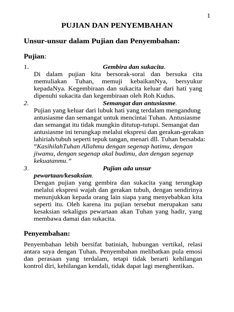 Pujian Dan Penyembahan | PDF