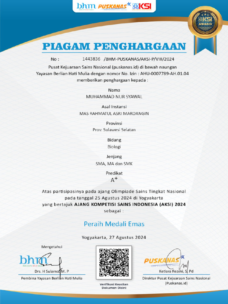 Piag - Biologi - AKSI 2024 | PDF