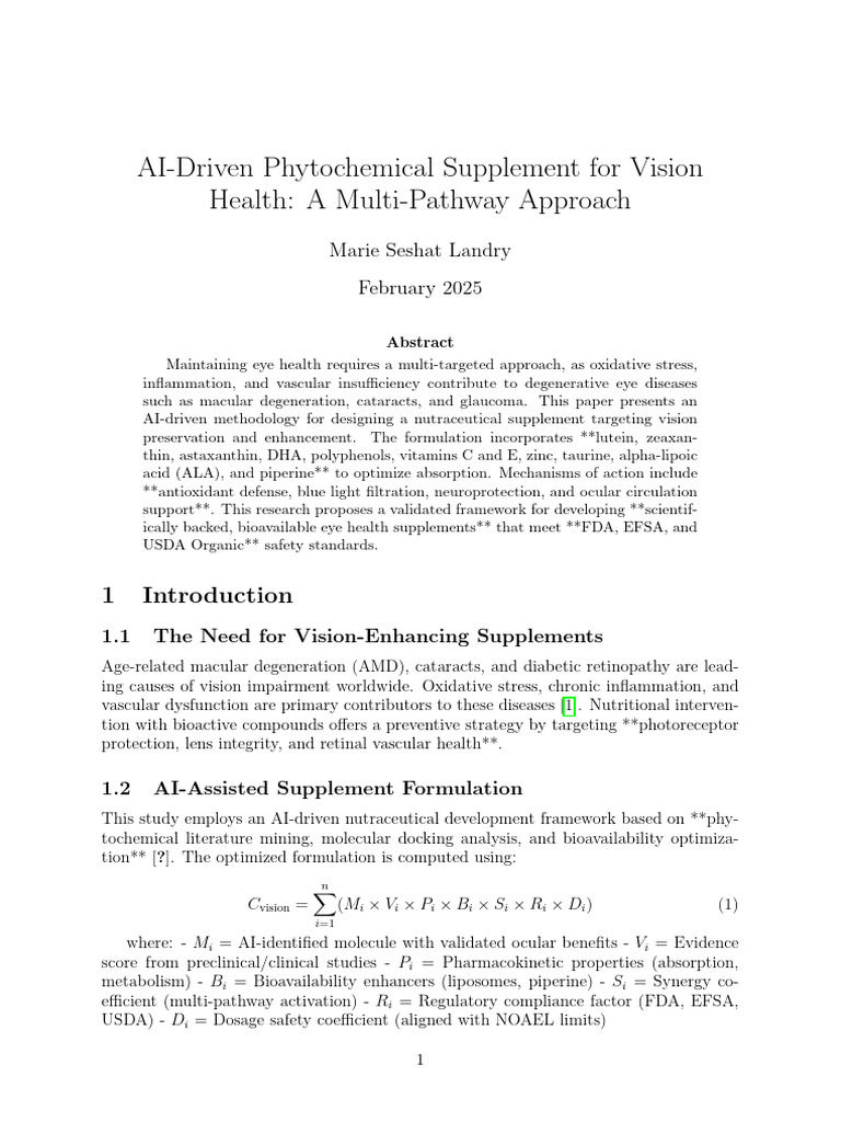 AI-Optimized Vision Health Supplement | PDF | Antioxidant | Dietary ...