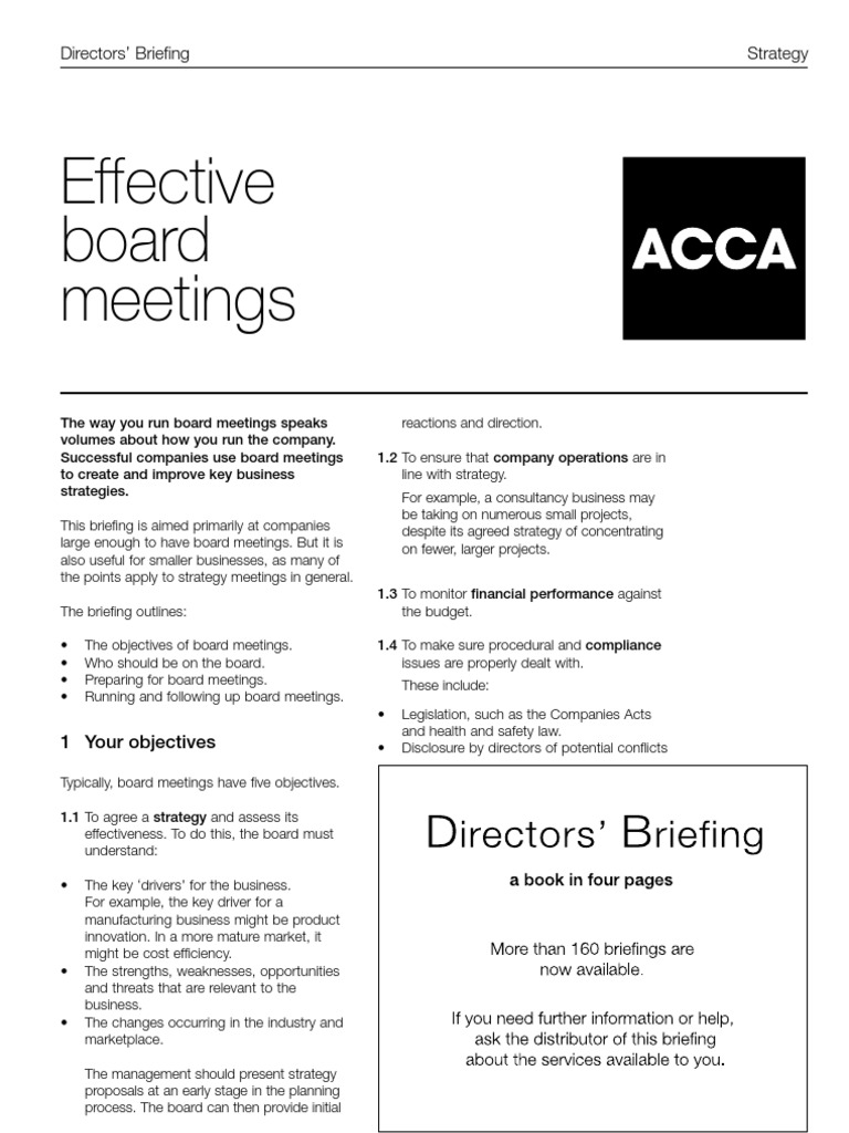 Effective Board Meetings | PDF | Strategic Management | Board Of Directors