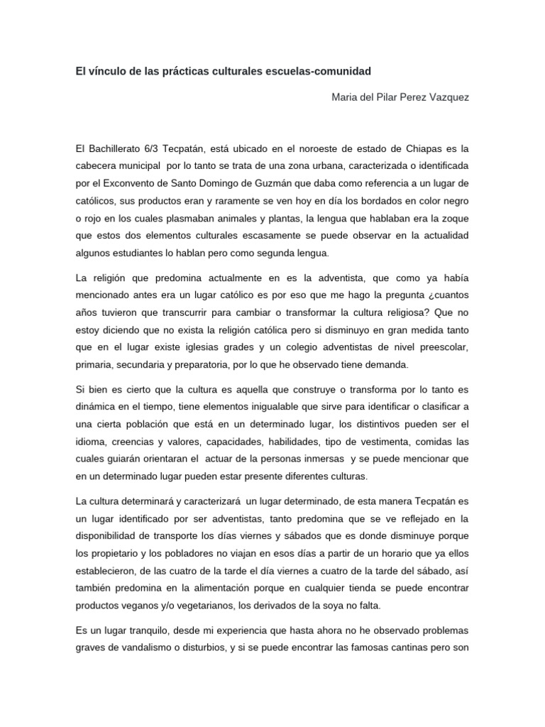 Prácticas culturales en escuelas de Tecpatán | PDF | Escuelas | Enseñando