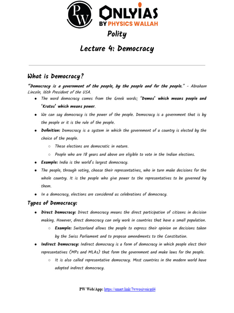 Polity 04 - Daily Class Notes | PDF | Democracy | Political Ideologies