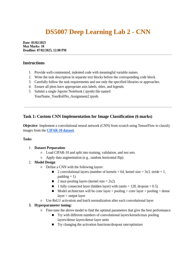 DS5007 DeepLearning Lab 2 - CNN | PDF | Algorithms | Applied Mathematics