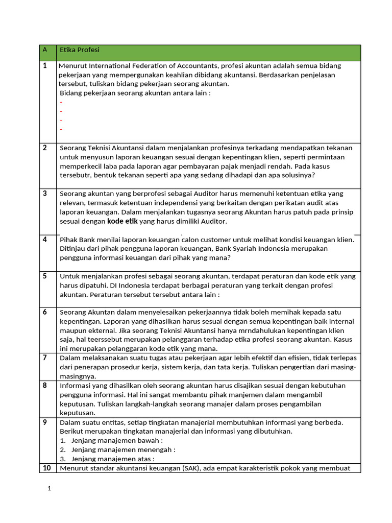 Kisi-Kisi Etika & K3LH 2025 | PDF