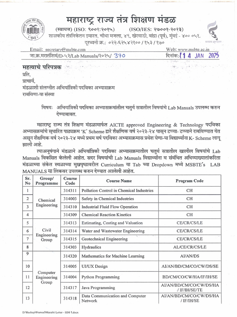 Lab Manual Circular | PDF