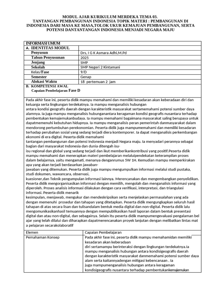 Modul Kls 9 SMT Genap IPS - Asmara | PDF