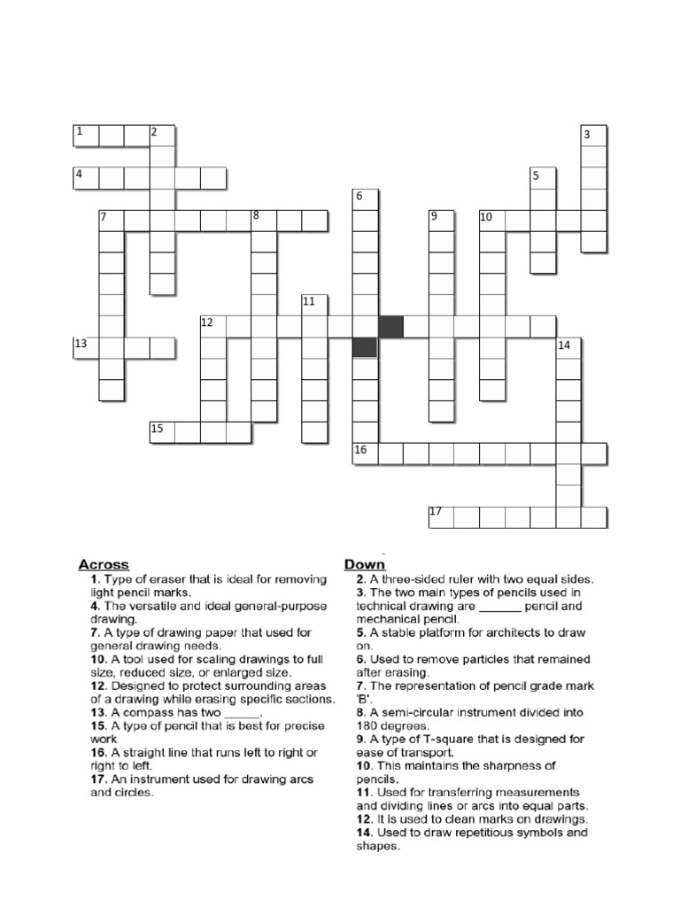 Drafting Tools Crossword Puzzle | PDF