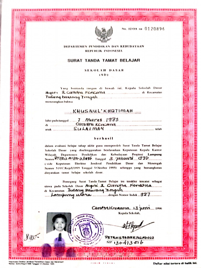 Khusnul Khotimah - Ijazah SD | PDF